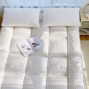 Twin XL Size Extra Thick Mattress Breathable Mattress Pad Protector Pocket Soft Down Alternative Fill Mattress Cover Bedding Quilted Fitted Fluffy Soft Mattress Pad, (35"x80",Green edges)