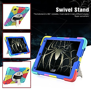 LTROP iPad 6th/5th Generation Case(2018/2017), iPad Air 2 Case, iPad 9.7 Inch Case, Shockproof Kids Case with Screen Protector/Shoulder Strap/Swivel Kickstand for iPad 6th/5th Gen/Air 2, Colorful