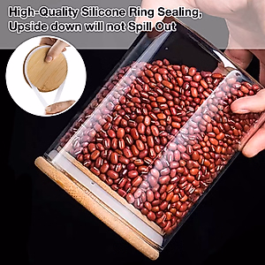 Glass Storage Jars with Airtight Bamboo Lid, Gencywe 27 OZ Glass Food Storage Jar with Labels, Airtight Glass Canisters, Clear Kitchen Container for Candy, Cookie, Rice, Coffee Beans, Snacks, Spices