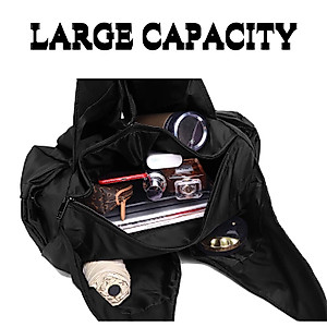 Shoulder Bag for Women, Waterproof Shopping Lightweight Work Purse and Handbag Travel Beach Tote Nylon Large Capacity Hobo (8022-BLACK)