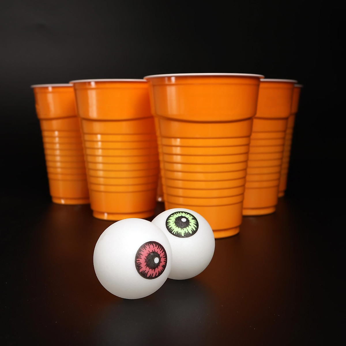 Needzo Eyeball Ping Pong Balls, Halloween Party Supplies, Red and Green Pupils, 6 per Bag