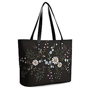 Womens Handbag Blossom Flowers Leather Tote Bag Top Handle Satchel Bags For Lady