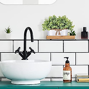 CEWOR Artificial Eucalyptus Leaves Faux Plants Desk Fake Potted Plants in Rustic Rectangular Pots Table Centerpiece for Home Decor Office Bathroom Desk Room Greenery Decor or Gift