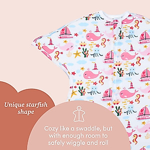 SleepingBaby Zipadee-Zip Baby Swaddling Blanket 4-8 Months - Transition Swaddle with Zipper Convenience - Nautical Girl, S