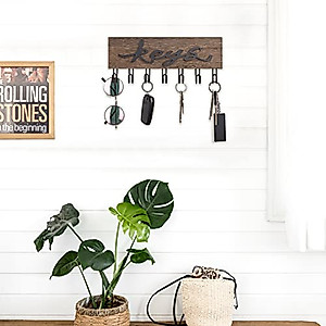 Mkono Key Holder for Wall Decorative with 7 Hooks, Wall Mounted Keys Hanger Organizer Rustic Wood Hanging Key Hooks Home Decor Farmhouse Key Rack for Entryway, Hallway, Office