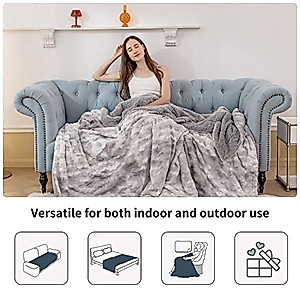 Aisbo Soft Faux Fur Blanket Throw Grey - Luxury Fuzzy Fluffy Warm Throw Blankets for Couch, Sofa, Thick Shaggy Small Blanket Tie Dye, 50x60 Inch