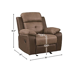 Lexicon Glendale Polished Microfiber Glider Manual Reclining Chair in Brown