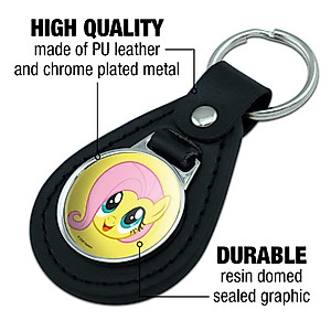 GRAPHICS & MORE Black Leather My Little Pony Fluttershy Face Keychain
