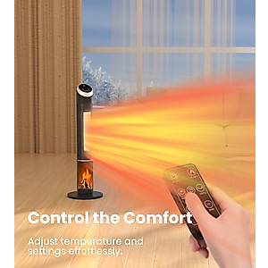 Mountman Space Heater, 38" Tower Heater with Remote, 3 Modes, 80° Osillation, Overheating & Tip-Over Protection, Electric Heater for Large Room, Office Use