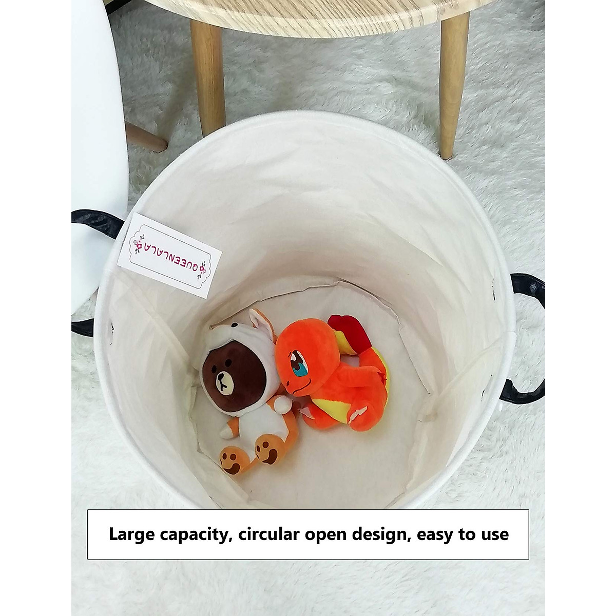 QUEENLALA Large Storage Basket,Laundry Hamper/Bathroom/Home Decor/Collapsible Round Storage Bin,Boys and Girls Hamper/Boxes/Clothing(Parent-child elephant)