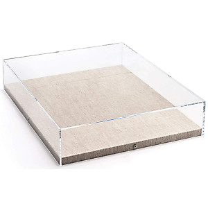 Displays2go 11" x 14" Wall Mounted Shadow Box, Linen Backing- Tan (DCAWEC1114)