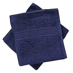 Beauty Threadz - Premium Quality Pack of 12 Luxury Washcloths 100% Ring Spun Cotton 12x12 inch Face Towel Highly Absorbent, Ultra Soft & Fade Resistant 500 GSM Fluffy Wash Cloth Set (Navy)