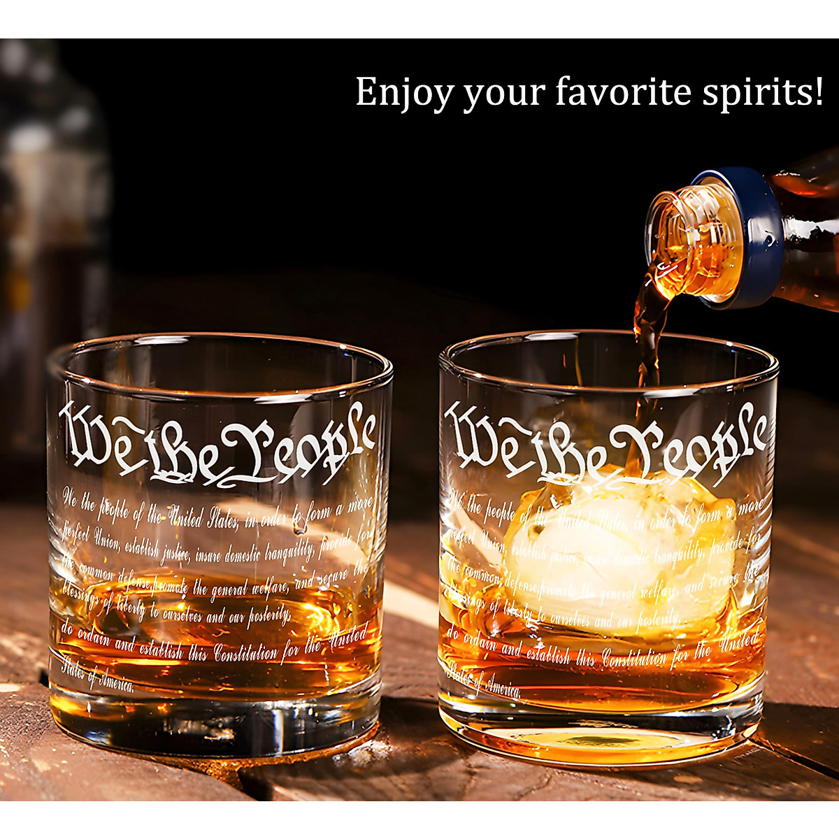 Whiskey Decanter Set for Men, We The People Decanter Set with Glasses, Engraved American Flag Decanter for Liquor Bourbon Gifts for Men Unique Birthday Father's Day Gifts for Men Dad
