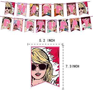 Celebrate Birthday Party Taylor Swift Style - Party Decorations Including Banner, Balloons, Cake Topper, and Cupcake Toppers