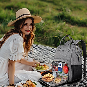 Lunch Backpack, Insulated Cooler Backpack Lunch Box Laptop Backpack with USB Port for Women Men, Water Resistant Leak-proof Lunch Bag Nurses Gifts for Women Work School Picnic Fits 15.6 Inch Laptop