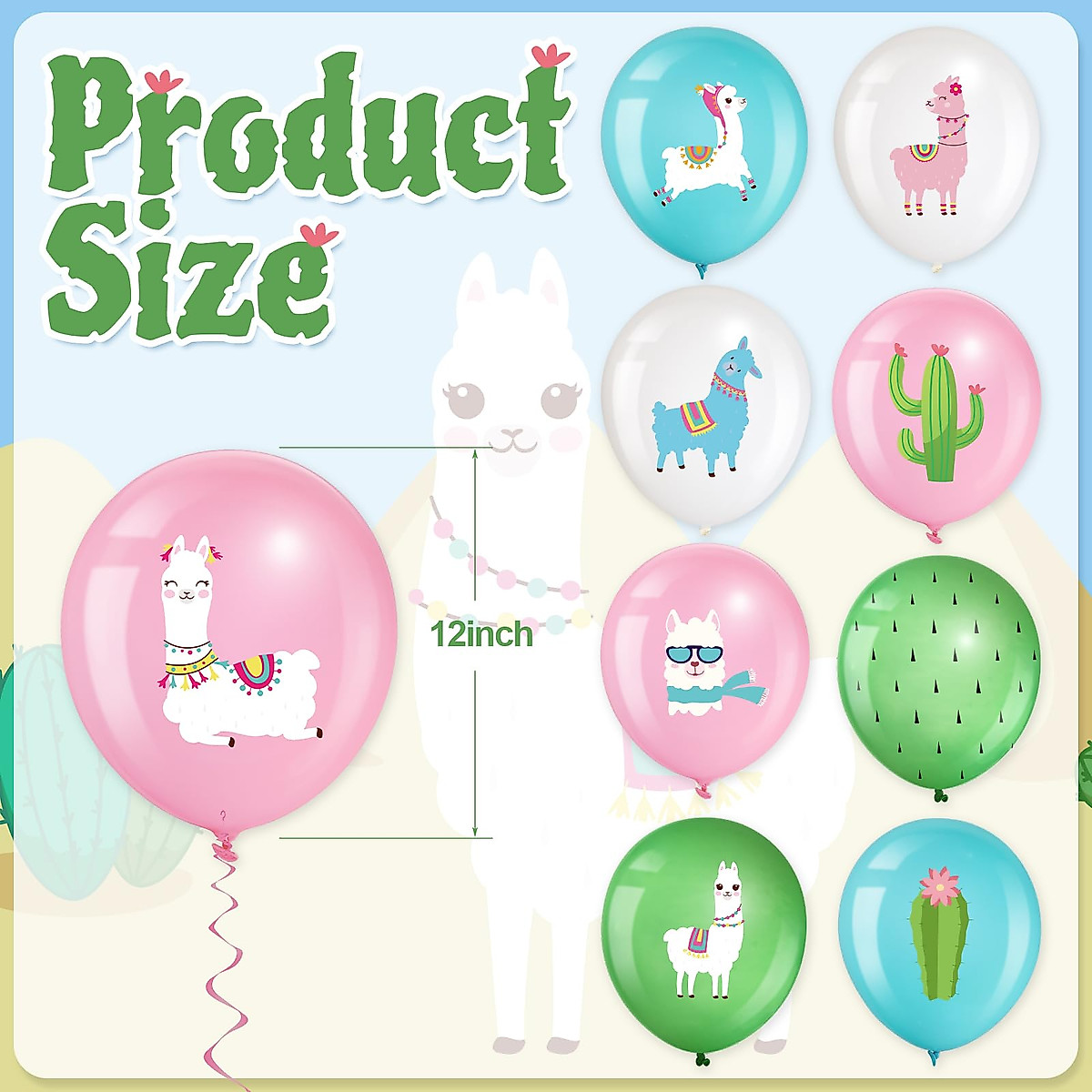 Aoriher 45 Pcs Llama Cactus Balloons Llama Themed Birthday Party Decorations 12 Inch Cactus Latex Balloons Bolivian Peru Alpaca Balloons for Birthday Party Baby Shower Mexican Cinco De Mayo Fiesta