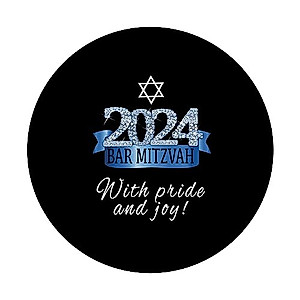 Bar Mitzvah 2024 I With Pride & Joy I Blue Banner Decor PopSockets Standard PopGrip
