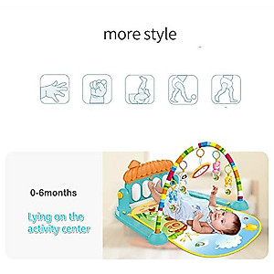 Deerbb Baby Play Mat for Infant with Music and Mirror, Newborn Piano Activity Center Toys Gym Floor Playmat for Boys Girls 3 6 Months