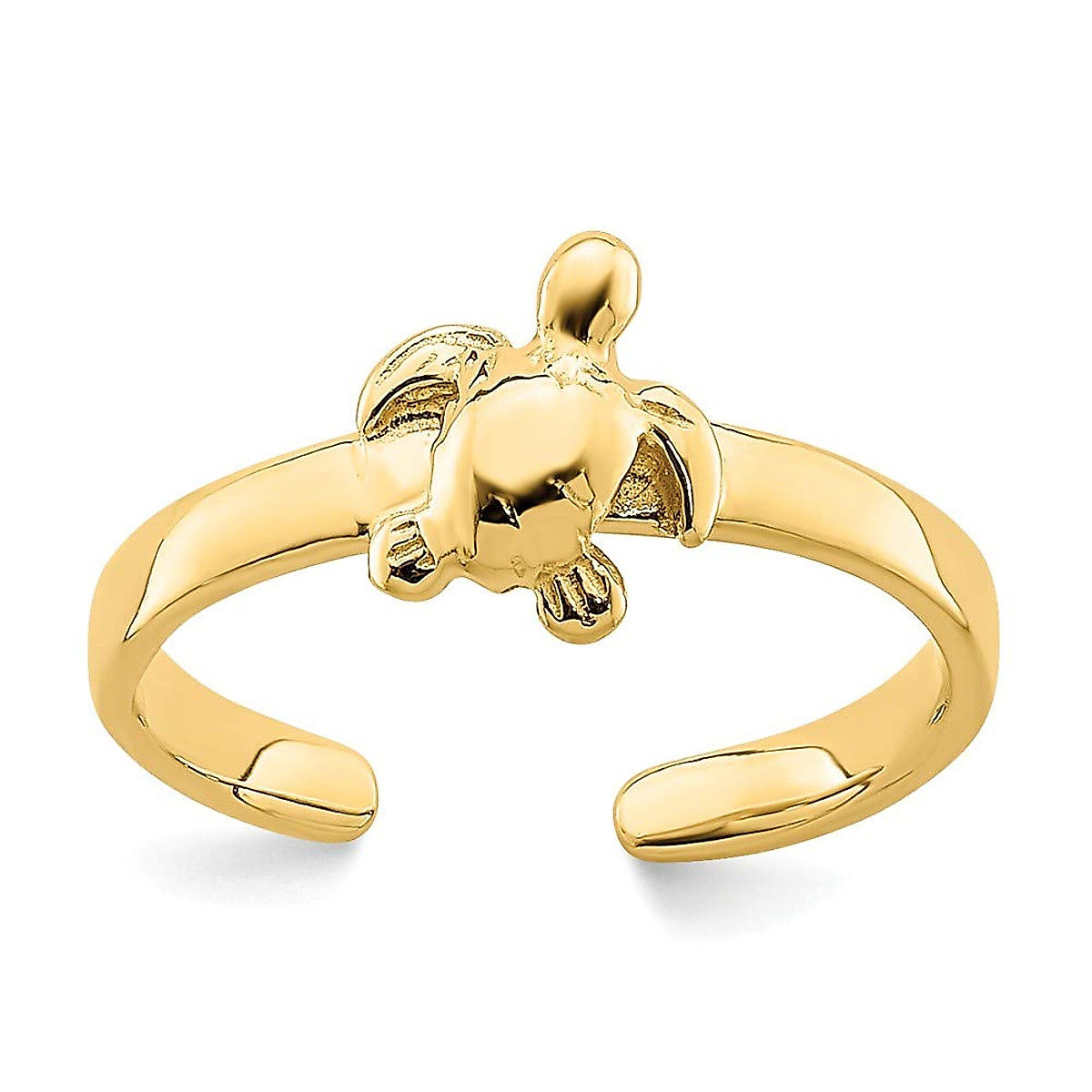 Solid 14k Yellow Gold Adjustable Sea Turtle Toe Ring Adjustable