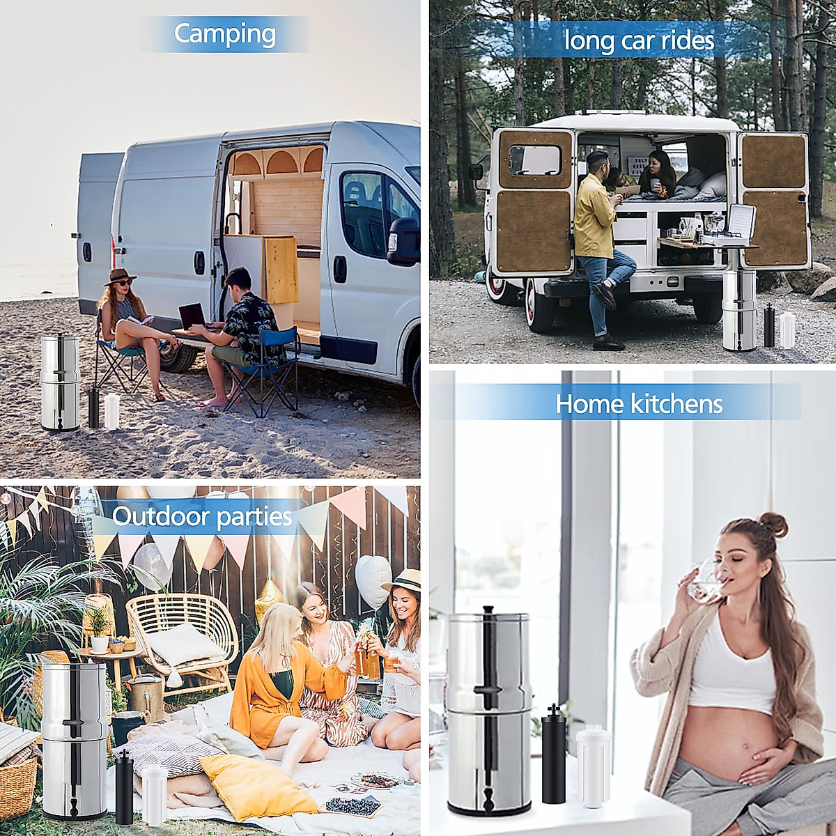 Water Filter Replacement Compatible with Berkey Water Filter System, BB9-2 Filter Replacement & PF-2 Fluoride Filters Compatible with Berkey Big, Light, Imperial, Travel, Crown, Royal Series (4 pack)