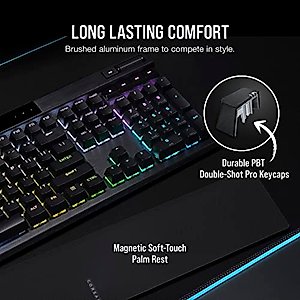Corsair K70 PRO RGB Optical-Mechanical Gaming Keyboard - OPX Linear Switches, PBT Double-Shot Keycaps, 8,000Hz Hyper-Polling, Magnetic Soft-Touch Palm Rest - NA Layout, QWERTY - Black