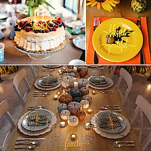 20 Pieces Thanksgiving Plate Place Cutouts Thankful Gather Grateful Blessed Family Place Setting Letter Place Card Cutouts Table Plate Paper Settings for Thanksgiving Wedding Valentine Engagement