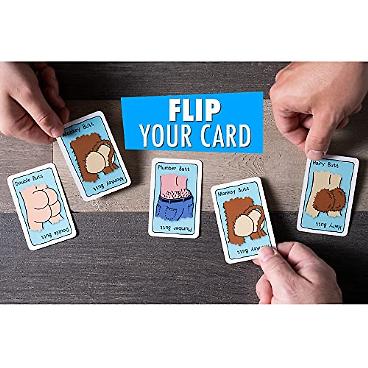 Bunch of Butts Card Game- Fast Paced, Funny Family Game, Easy to Learn, Portable &Travel Friendly for Any Occasion, Includes Card Holder & 71 Cards, 2 to 8 Players, 10 to 15 Min Play Time, Ages 7+