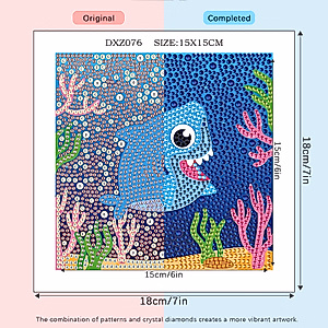 MVVMTOP 16 Pack Diamond Painting Kit for Beginner Gem Art Kits Paint by Number Holiday Crafts Supplies Gifts for Wall ，Tabletop(6''X6'',Cute Mini Animal)