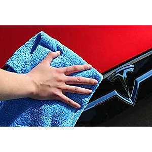 The Rag Company - Eagle Edgeless 500 (4-Pack) Professional Korean 70/30 Blend Super Plush Microfiber Detailing Towels, 500GSM, 16in x 16in, Blue