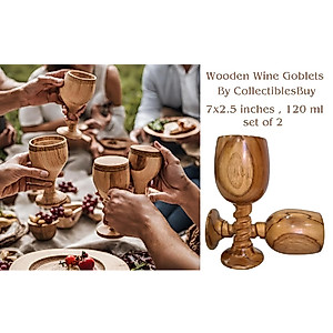 Handmade Wooden Shine Goblet Wine Glass Natural Wooden Wine Chalice Rustic Goblet Cup Drinkware Cummunion Toast Set of 2