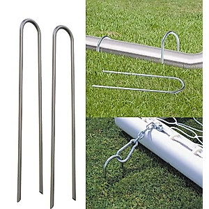 MySit 24 Pack 6 Inch Garden Stakes Heavy Duty 11 Gauge Galvanized Yard Staples U Pegs Fences Drip Irrigation Securing Stakes Loop Stake for Anchoring Lawn Drippers Soaker Hose