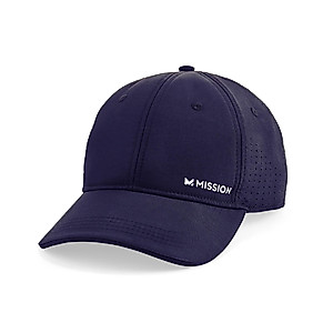 MISSION Cooling Vented Performance Hat, Navy - Unisex Baseball Cap for Men & Women - Lightweight & Adjustable - Cools Up to 2 Hours - UPF 50 Sun Protection - Machine Washable