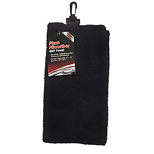 ProActive Sports Plush Microfiber 16” x 22” Tri Fold Golf Towel (Black)