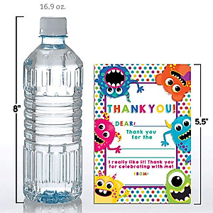Cute & Colorful Monsters Thank You Notes for Kids, Ten 4" x 5.5" Fill In The Blank Cards with 10 White Envelopes by AmandaCreation