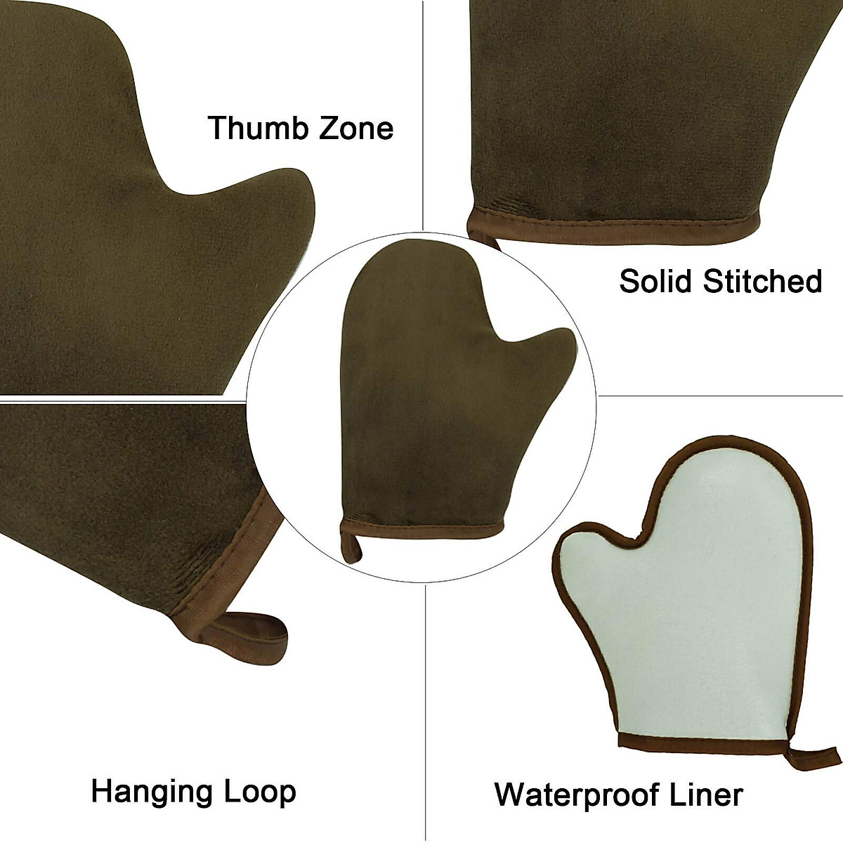 5 Piece Self Tanning Mitt Applicator Set with Self Tan Glove Tanning Back Lotion Applicator Tanning Brush Tan Face Mitt Exfoliating Glove, for Self Sunless Tanning Tan (bronze)