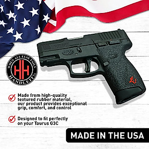 Handleitgrips Gun Grip Tape Compatible with Taurus G3C | Black Textured Rubber Pistol Grip Tape with Red Insert | Gun Accessories | Veteran Owned