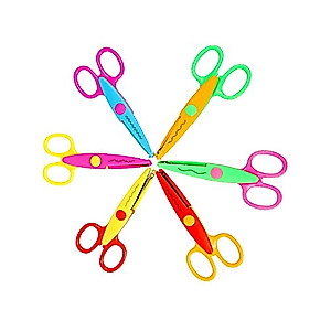 Jialeey Plastic Kids Design Safety Art Scissors Creative Crafts Scissors Paper Scrapbooking Decorative Wave Lace Edge Cutters Set 6 PCS