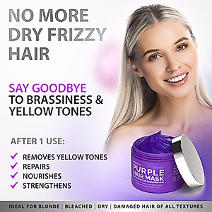 SUNATORIA NEW Keratin Purple Hair Mask- Blonde Hair Purple Toner - Repair & Nourishment Treatment for Bleached, Brassy Hair - No Yellow Tones - Deep Conditioner for Color Treated Locks