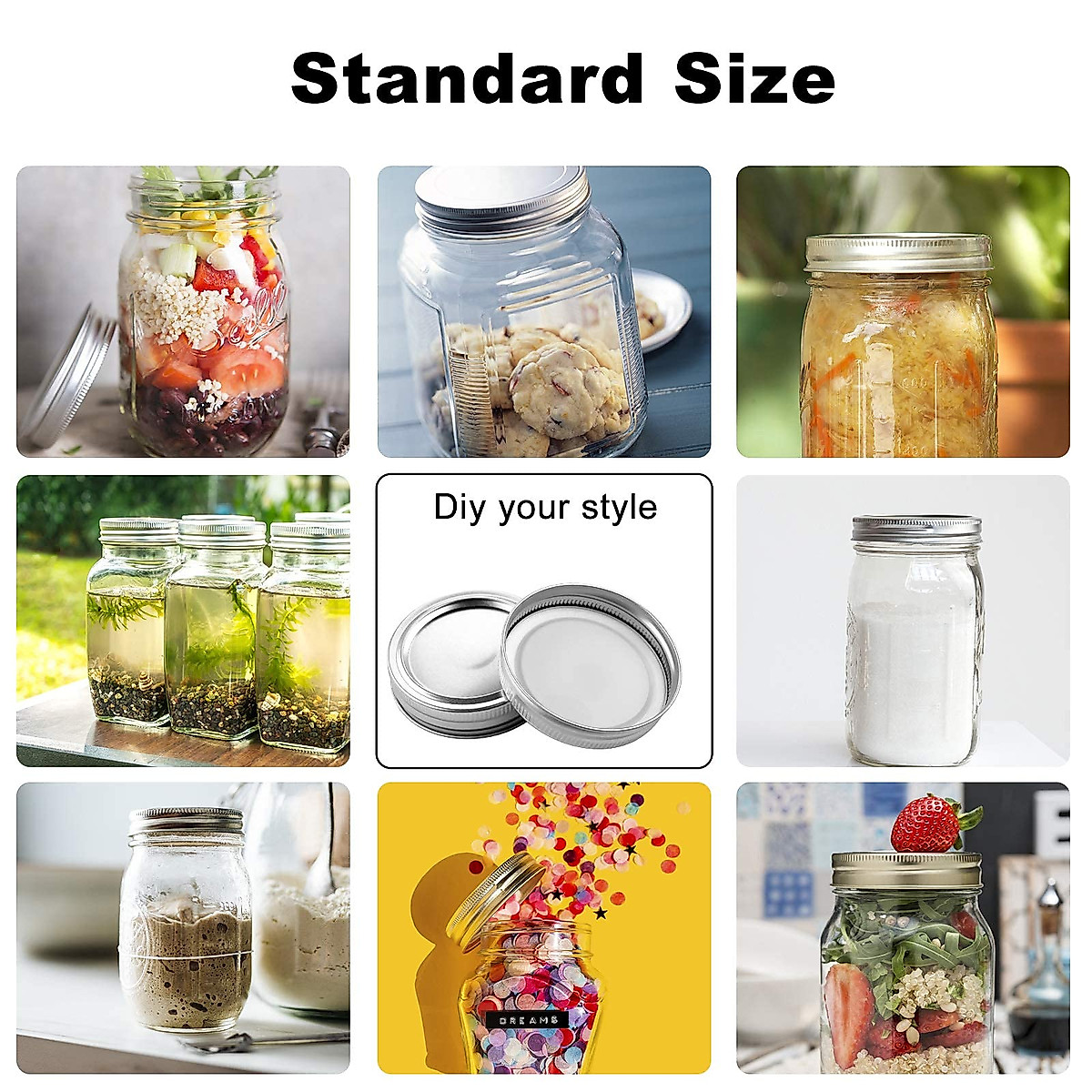 42 Pieces Regular Mouth Canning Rings, Canning Bands for Mason Jar Small Mouth, Rustproof Tinplate Metal Bands/Rings for Mason Jar, Canning Jars Rings (Silver 70mm)