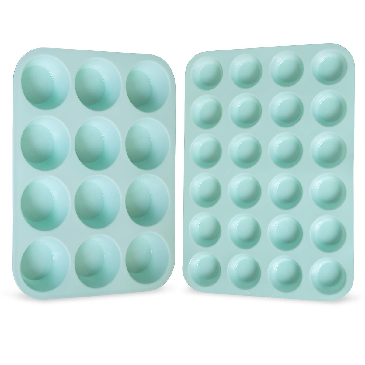 Muffin & Cupcake Silicone Baking Molds 24 Cup & Regular 12 Cup Dishwasher Microwave and Freezer Safe