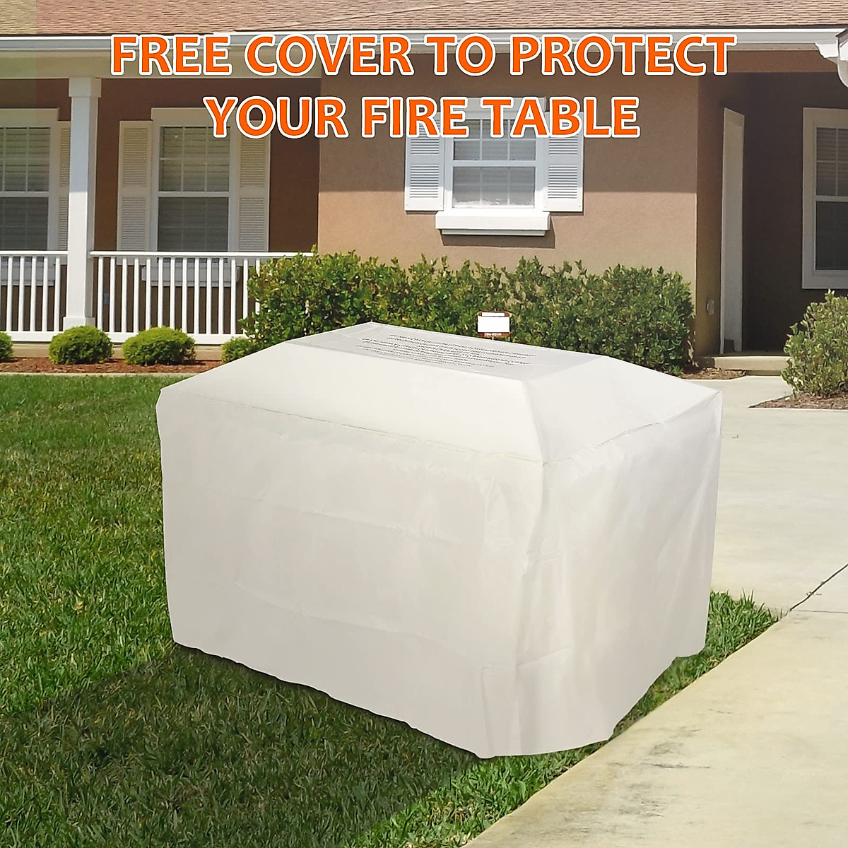 SINGLYFIRE 44 Inch Gas Fire Pit Table 50,000BTU Propane Fire Pit with Cover, Lid and 8.8lbs Lava Rock Fire Table for Patio, Deck, Garden, Backyard (Brown&Imitation Wood Grain)