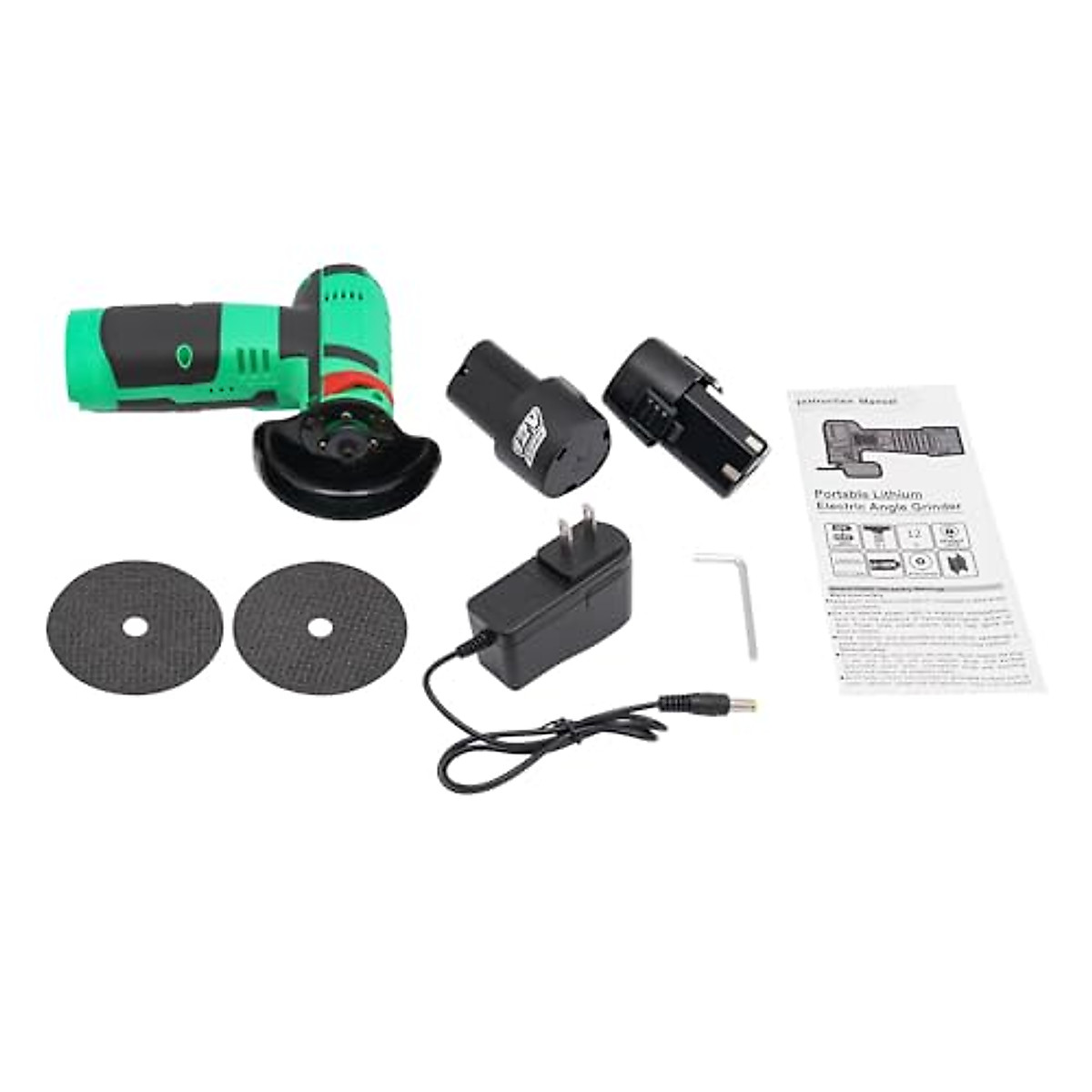 Cordless Angle Grinder, 12V Power Angle Grinder Tools with 2PCS 3.0Ah Batteries & Charger, Brushless Motor Metal Grinder, Cutting Wheels, Flap Disc for Cutting, Polishing