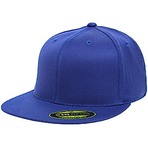 Premium 210 Flexfit Fitted Flatbill Hat with NoSweat Hat Liner (S/M (6 7/8” - 7 1/4”), Royal)
