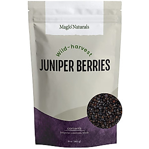 MagJo Naturals, Whole Dried Juniper Berries (1 Lb) Wild-Crafted, Bulk Whole Juniper Berry, herbal infusion, cooking meat, seasoning beef, pork, turkey brine, soups, syrups and tea, wildcrafted
