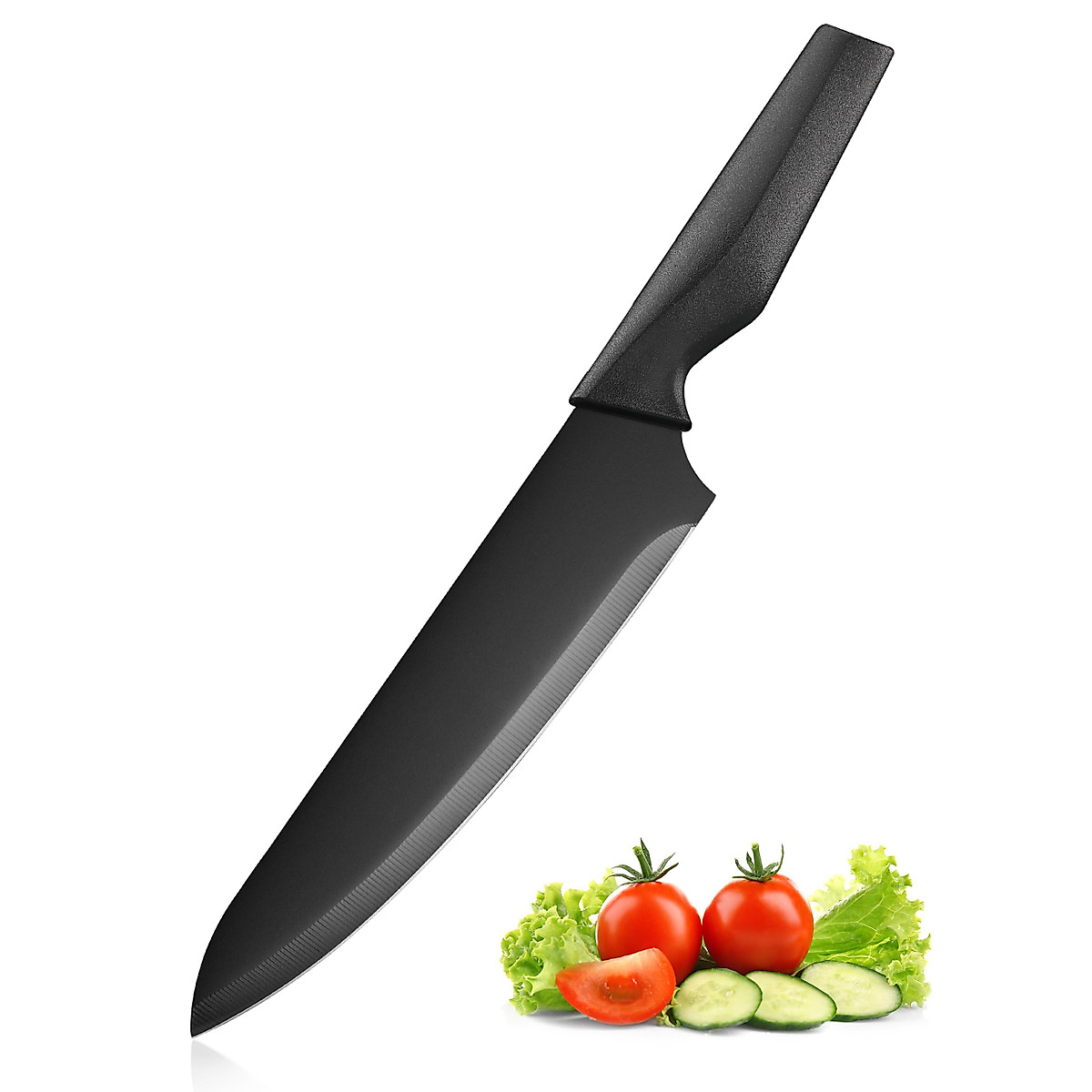 syvio Kitchen Utility Knife, 8 Inch Pro Kitchen Knife, High Carbon Stainless Steel Chef's Knives with Ergonomic Handle, Black