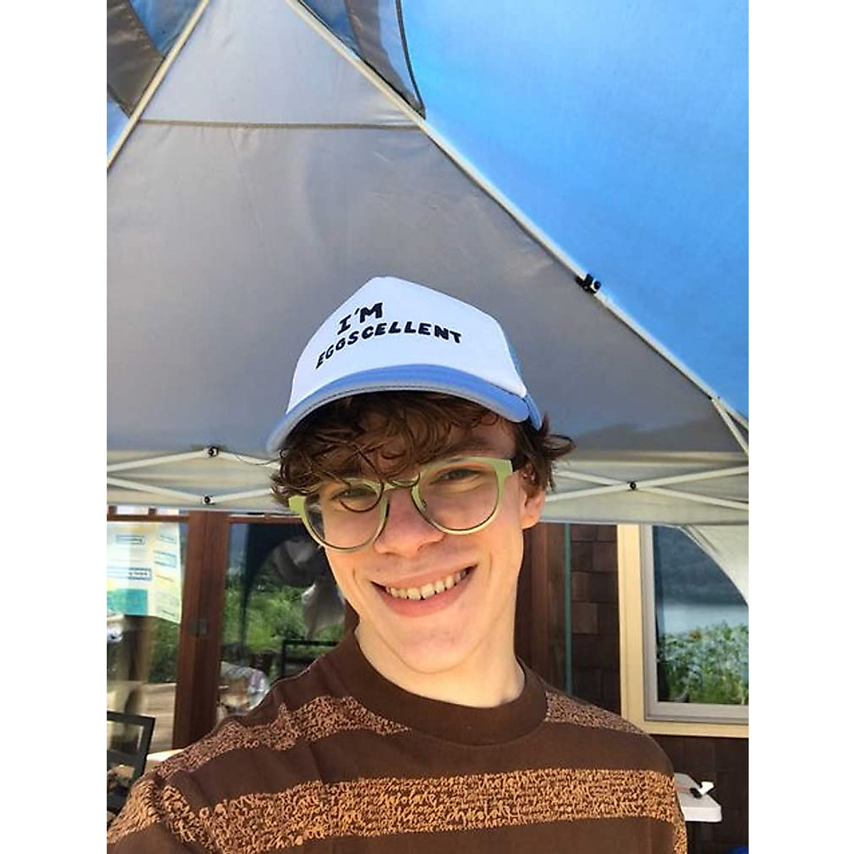 I'm Eggscellent Trucker Hat The Regular Show Cap Rigby Mordecai TV Show Costume Blue