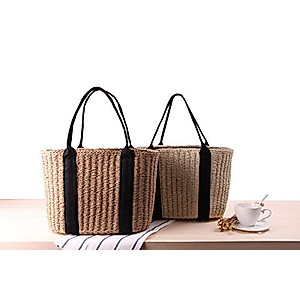 Summer Beach Vacation Large Tote Bag Handmade Woven Shoulder Bags Straw Handbag for Women
