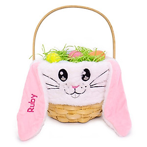 Personalized Bunny Face Easter Basket (Pink)