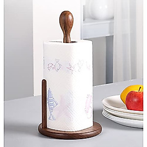Kitchen Paper Roll Holder Paper Towel Rack Dining Table Kitchen Paper Roll Holder Vertical Paper Towel Storage Rack ( Color : Walnut Color )