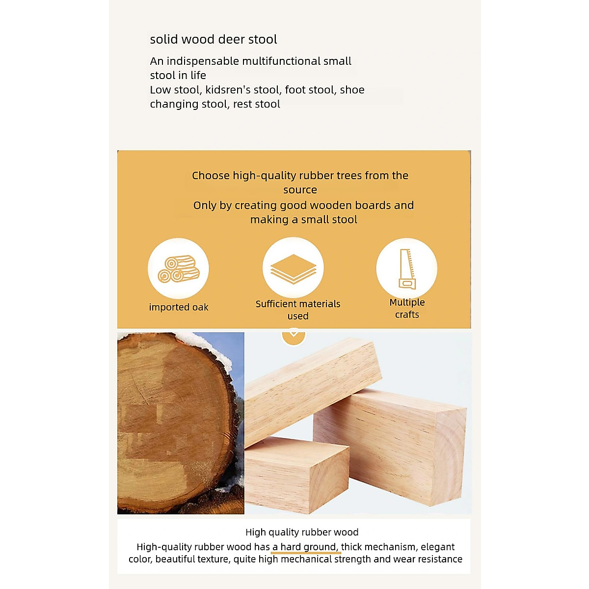 LMMYBQB Solid Wood Deer Back Chairs, Household Small Chairs, Small Benches, Dining Chairs, Low stools, Shoe Changing stools